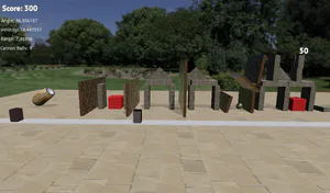 A projectile motion simulator in a 3D environment.